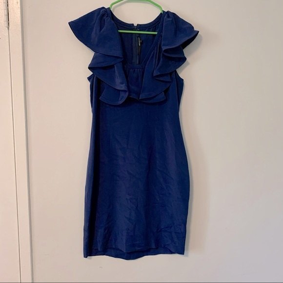 JAYGODFREY | Dresses | Jay Godfrey 0 Silk Ruffled Blue Dress | Poshmark